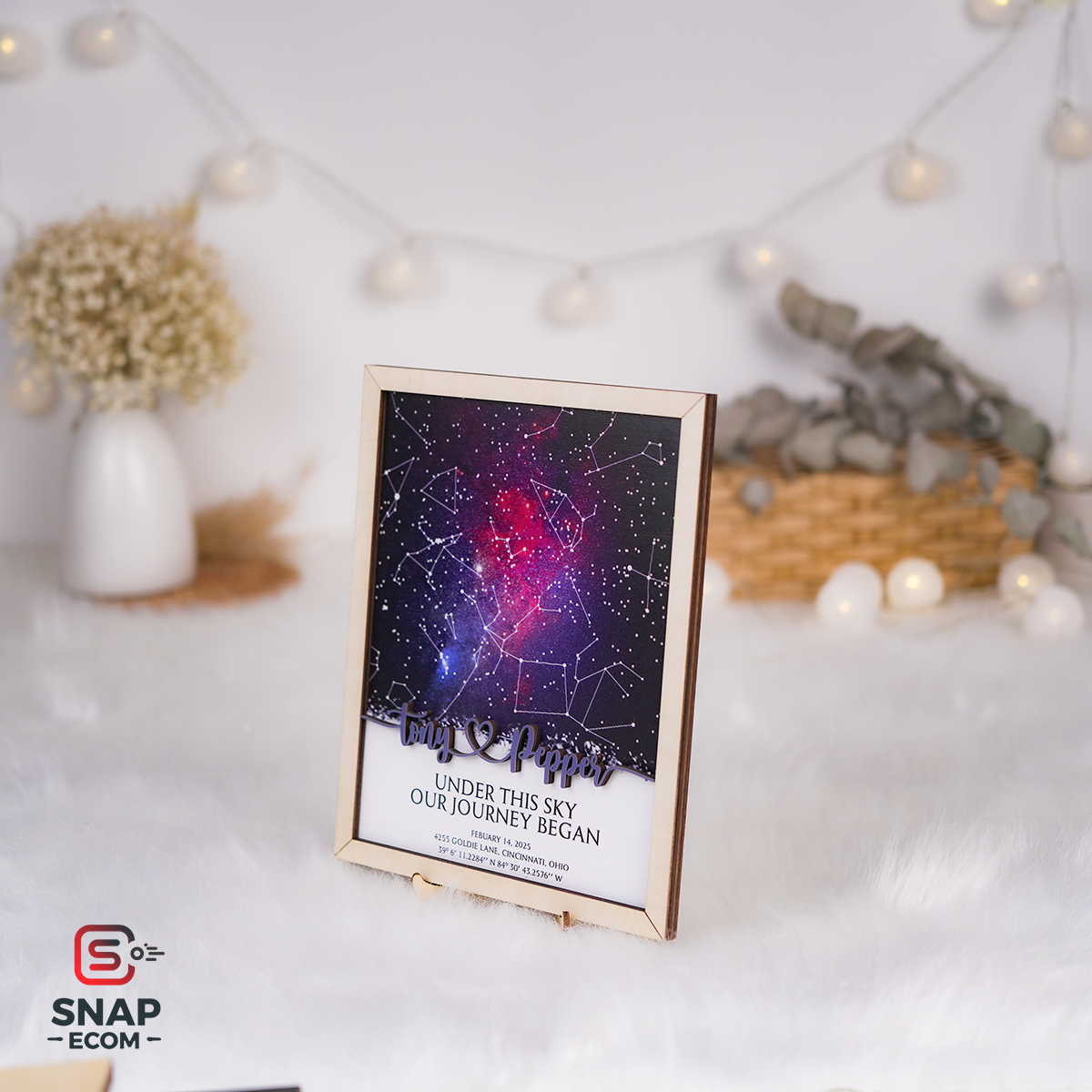 Personalized Star Map Night Sky Constellation Couple Wooden Sign