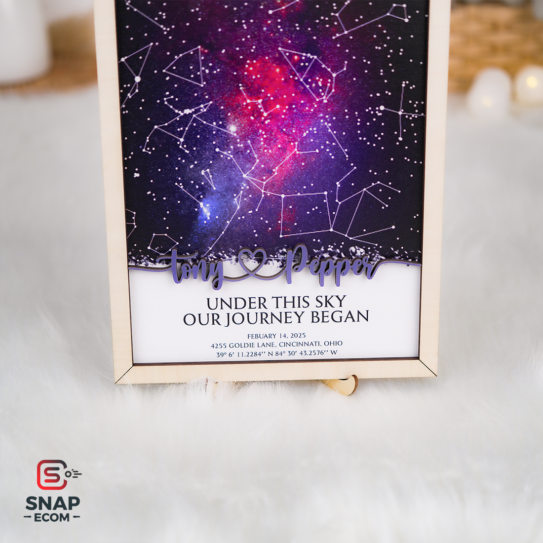 Personalized Star Map Night Sky Constellation Couple Wooden Sign